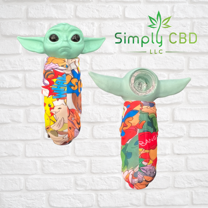 Silicone Baby Yoda Hand Pipe with Glass Bowl Simply CBD LLC
