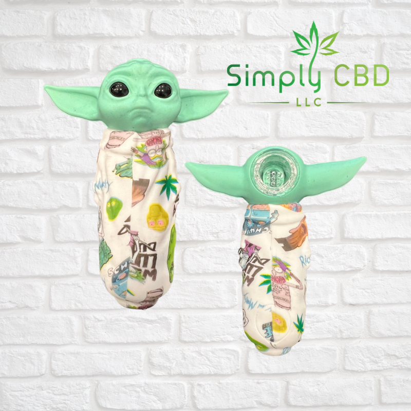 Silicone Baby Yoda Hand Pipe with Glass Bowl Simply CBD LLC